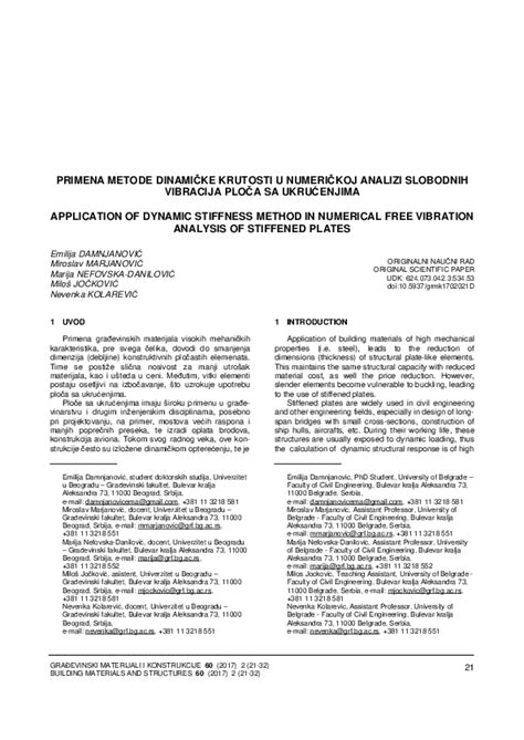 Pdf Application Of Dynamic Stiffness Method In Numerical Free Vibration Analysis Of Stiffened
