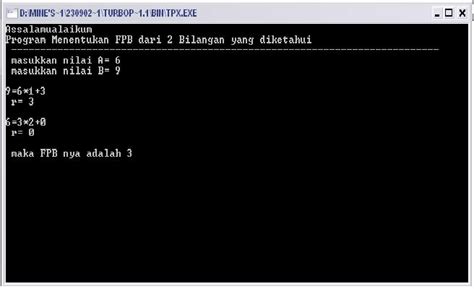 Program Menentukan Fpb 2 Bilangan Dengan Algoritma Euclids Mamansulaimans Blog