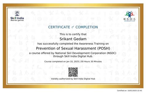 Posh Skillindia Nsdc Workplacesafety Inclusiveworkplace