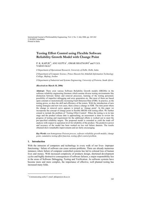 Pdf Testing Effort Control Problem Using Flexible Software Reliability Growth Model With