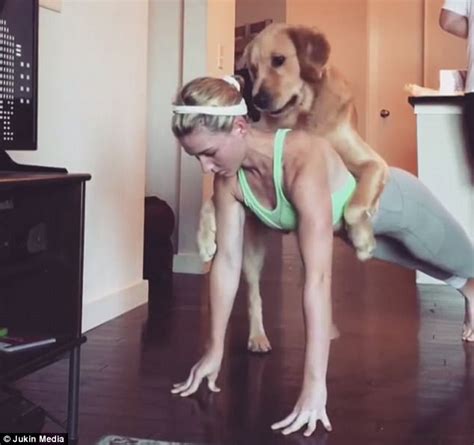 Dog Bothers Nc Woman As She Does Push Ups In Living Room Daily Mail