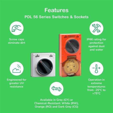 Pdl56so315legy Pdl 56 Socket 5pin Ip66 500v 15amp Grey