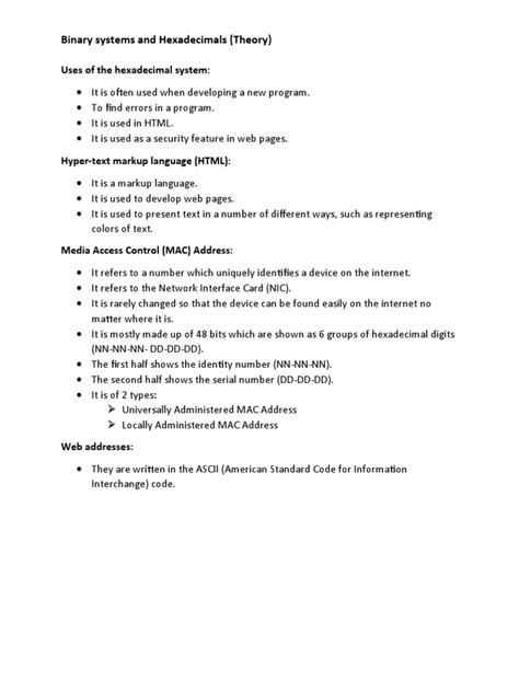 binary systems and hexadecimal theory pdf