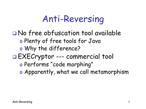 ppt anti reversing techniques powerpoint presentation free download
