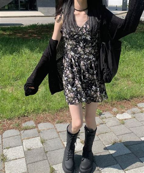 푸링 플라워 스트랩 나시 원피스 에이블리