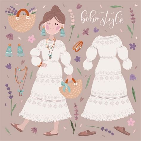 Premium Vector Boho Girl And Outfit 3