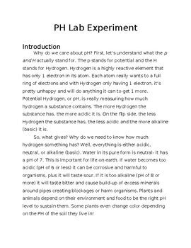 Intro To PH Lab Experiment By Megan Gower TPT