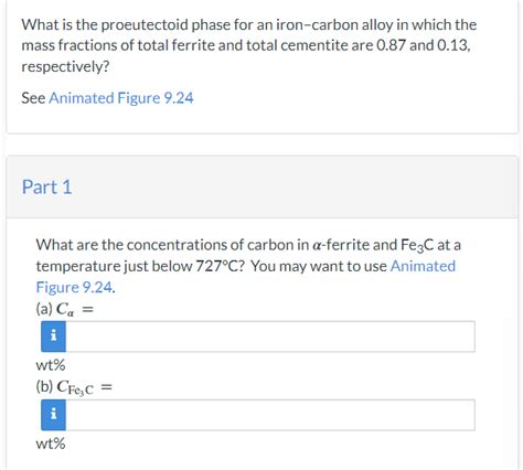 Solved What Is The Proeutectoid Phase For An Iron Carbon