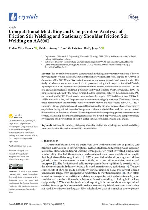 Pdf Computational Modelling And Comparative Analysis Of Friction Stir