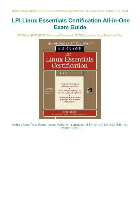 READ PDF Online PDF LPI Linux Essentials Certification All In One Exam Guide PDF Full