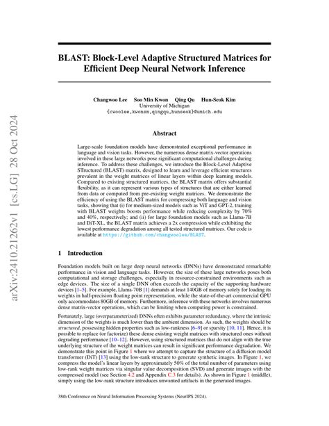 Pdf Blast Block Level Adaptive Structured Matrices For Efficient