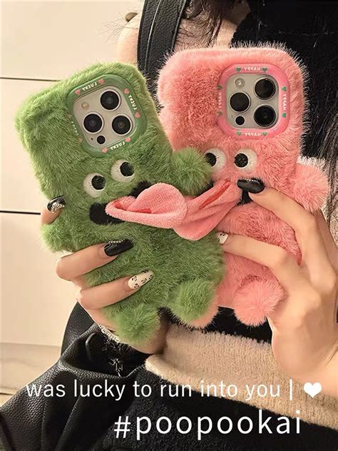 커플템추천 뽀뽀하는 몬스터 털케이스 아이폰케이스 범퍼케이스 유니크 특이한 14프로맥스 13프로맥스 12프로맥스 귀여운 키치 감성 레트로 에이블리