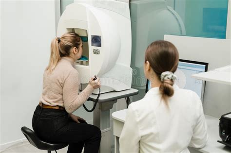 Perimetry Eyes Test For Early Sign Of Glaucoma Of Woman Patient Of