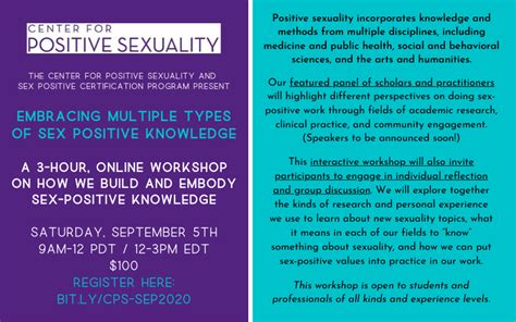 Live Online Workshop Embracing Multiple Types Of Sex Positive