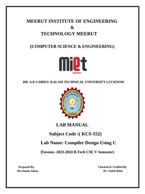 Compiler Design Lab Manual Pdf Parsing Compiler