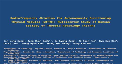 Pptx Radiofrequency Ablation For Autonomously Functioning Thyroid Nodules Aftn Multicenter