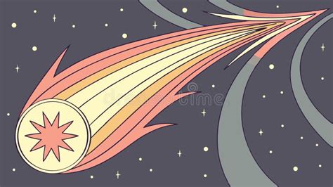 Flaming Comet Streaking Through Starry Space Cosmic Event Vector Design Generative Ai Stock