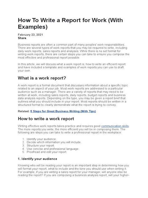 How To Write A Report For Work With Examples Pdf Data Analysis