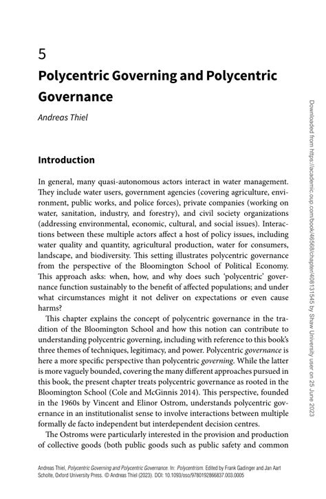 Pdf Polycentric Governing And Polycentric Governance