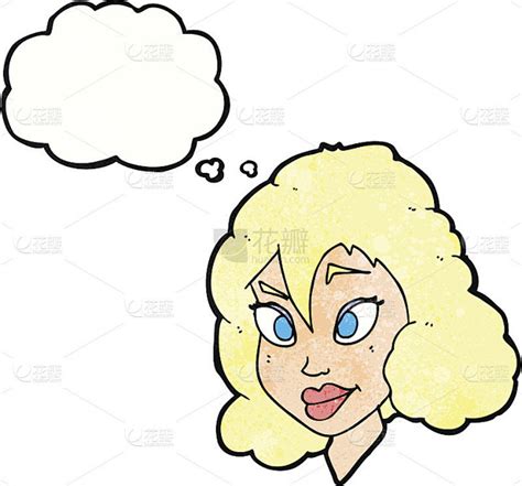 卡通美女与思想泡泡