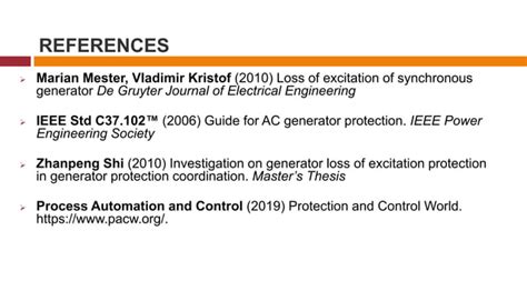Detection Of Generator Loss Of Excitation Loe Ppt