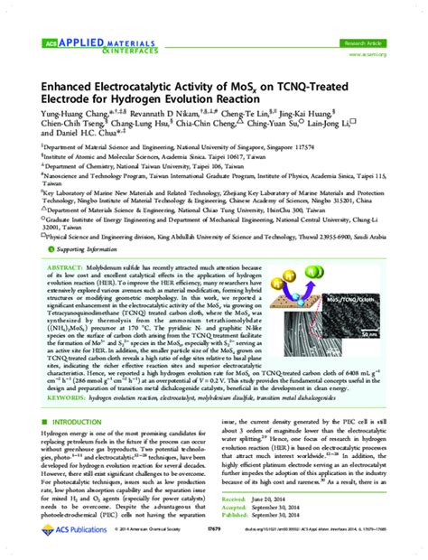 Pdf Enhanced Electrocatalytic Activity Of Mosx On Tcnq Treated Electrode For Hydrogen