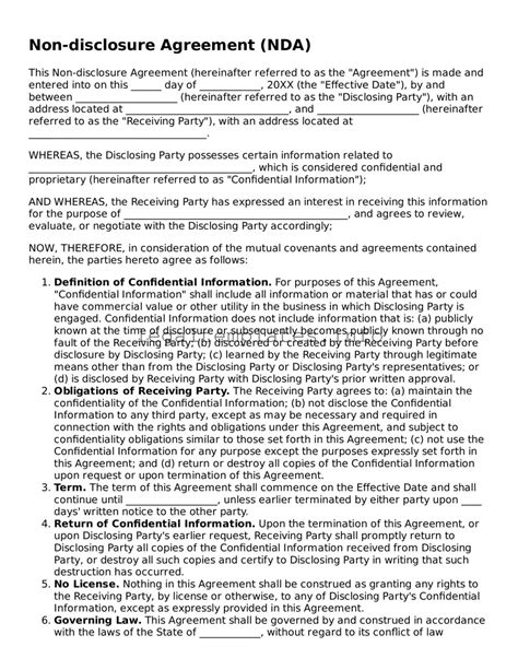 Access Non Disclosure Agreement Template ⋆
