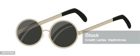 라운드 어두운 렌즈가 달린 세련된 선글라스 여름을 위한 현대적인 액세서리 자외선으로부터 눈 보호 시력 문제가 있는 사람들을 위한 액세서리 벡터 그림이 분리되어 있습니다 개성