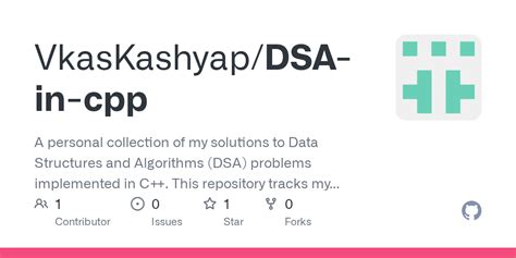 Github Vkaskashyapdsa In Cpp A Personal Collection Of My Solutions