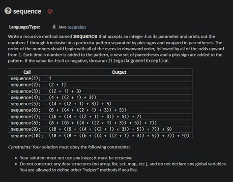 Solved Sequence Languagetype Java Recursion Write A