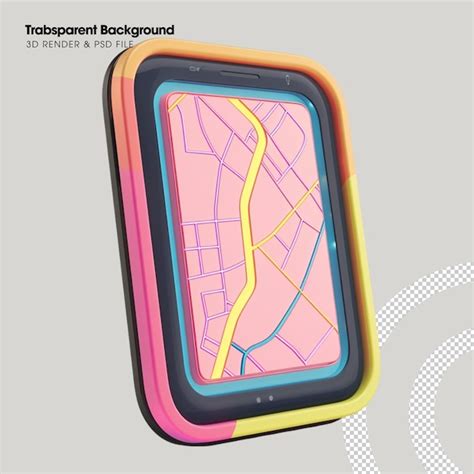 Premium Psd Psd Smart Gps Map Element Isolated 3d Object