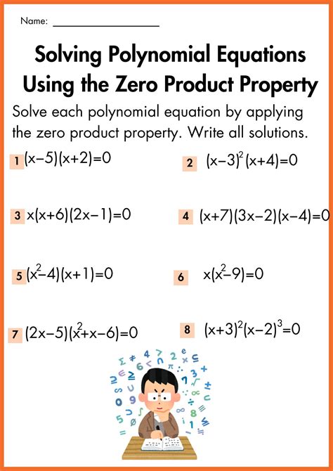 Solving Polynomial Equations Worksheets