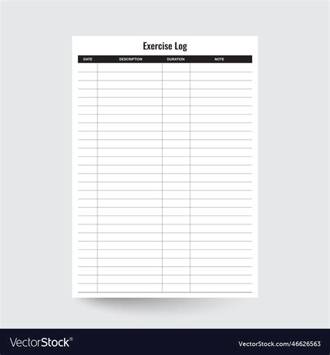 Exercise Log Royalty Free Vector Image VectorStock
