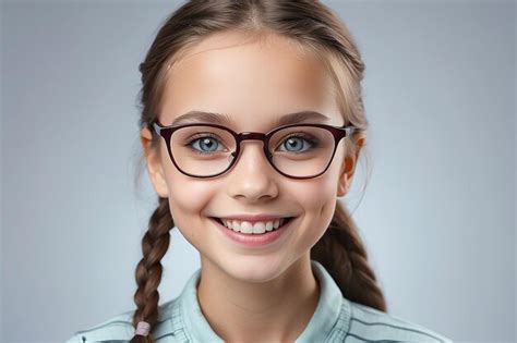 Cute Caucasian Girl With Eyeglasses Smiling At Camera Generated By Ai
