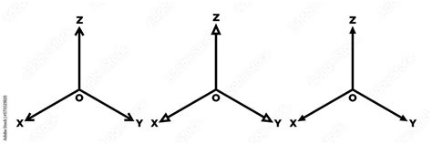 graph icon xyz coordinate system with direction arrows symbol of