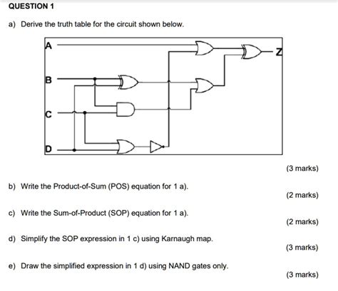 solved question derive the truth table for the circuit shown below