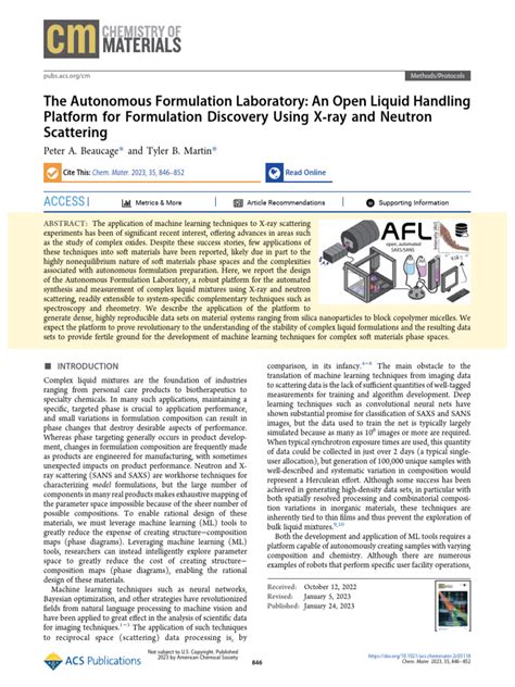 Beaucage Martin 2023 The Autonomous Formulation Laboratory An Open