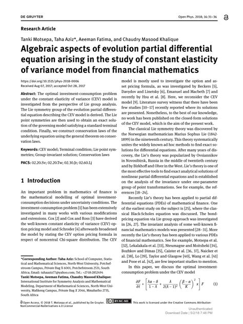 pdf algebraic aspects of evolution partial differential equation