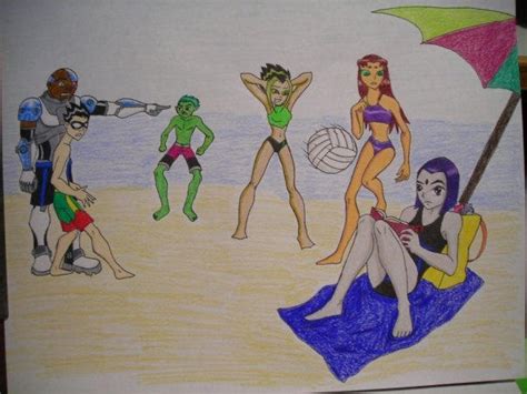 Teen Titans At The Beach By Darthjader11 On Deviantart