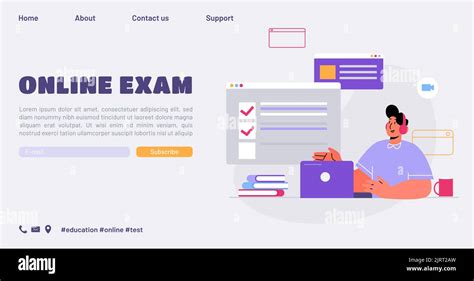 Online Exam Landing Page Distant Educational Classes Concept With