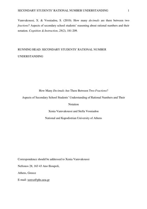 Pdf How Many Decimals Are There Between Two Fractions Aspects Of