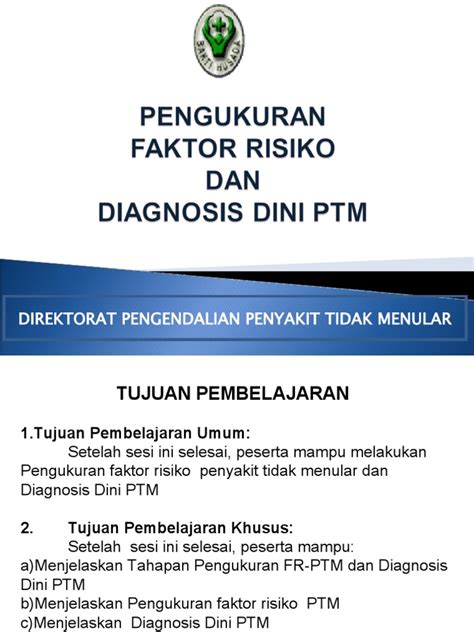 Pengukuran Faktor Risiko And Diagnosis Dini Ptm New1 Rev Pdf