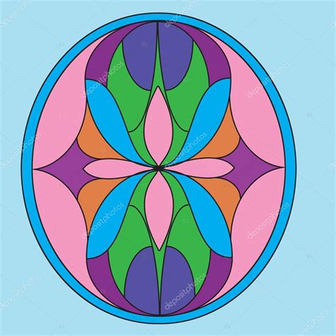 Symmetric Composition Vector Illustrations In Stained Glass Win Stock