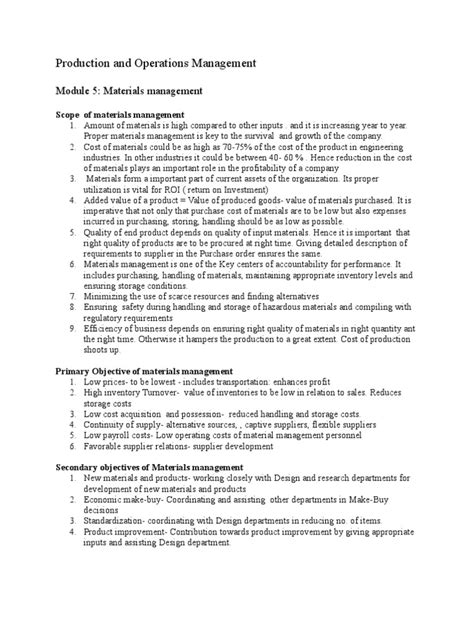notes pom module 5 pdf inventory enterprise resource planning