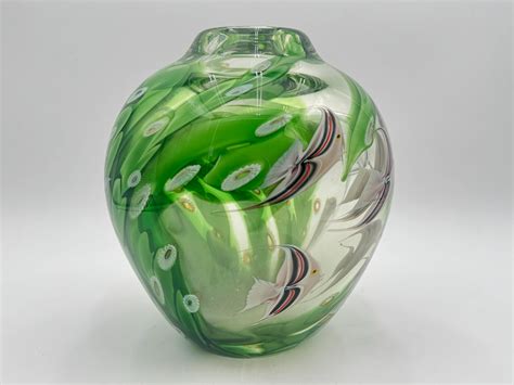 1981 Orient And Flume Bruce Sillars Art Glass Paperweight Vase Aquarium