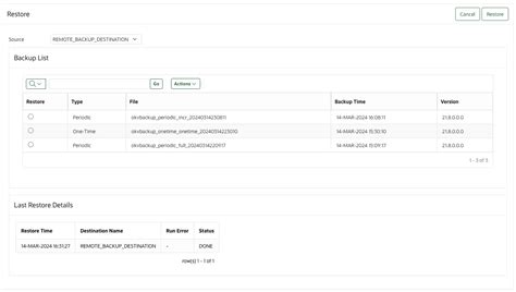 Backup And Restore Operations