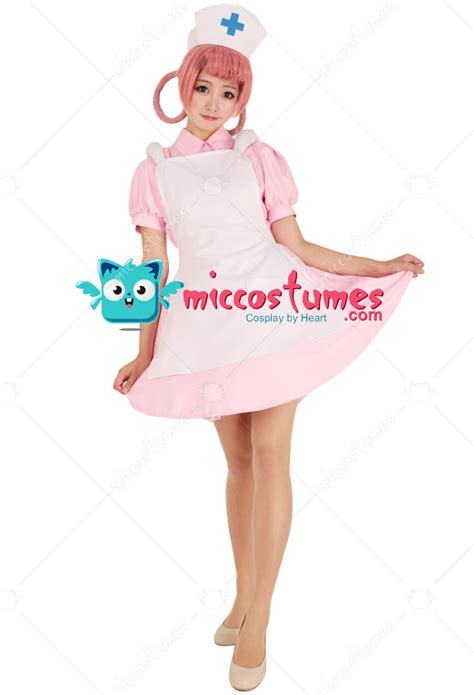 Nurse Joy Pink Cosplay Costume Dress With Hat