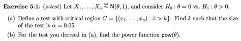 Exercise 5 1 z test Let x1 dots xn iid N θ 1 Chegg com