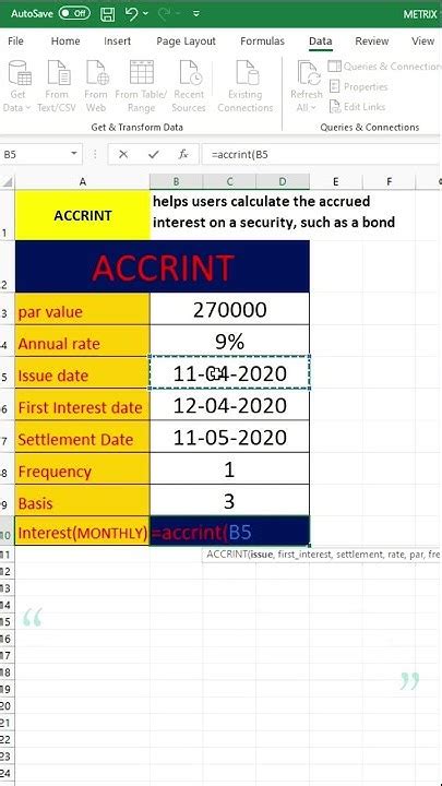 Tutorials For Accrint Function In Ms Excel Ms Excel Tutorials In