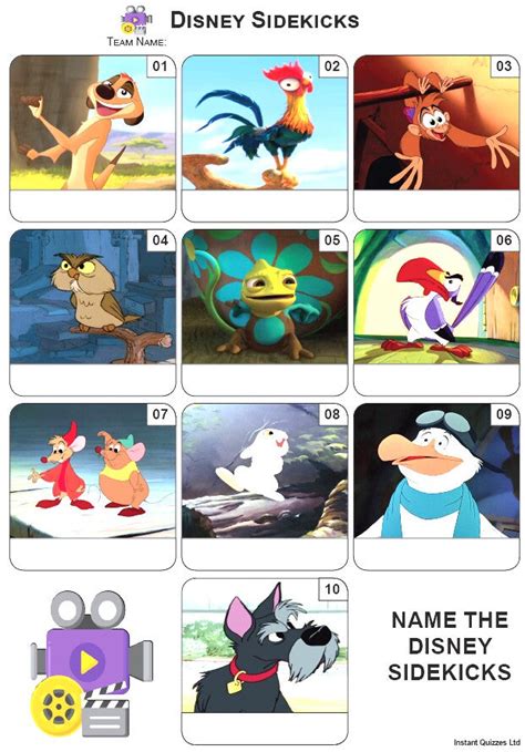 Disney Sidekicks Mini Picture Quiz Z4085 Instant Quizzes